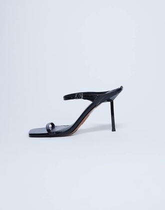 Topshop Sally - Sandales en 2 parties avec talon m&eacute;tallique - Dor&eacute;-Noir