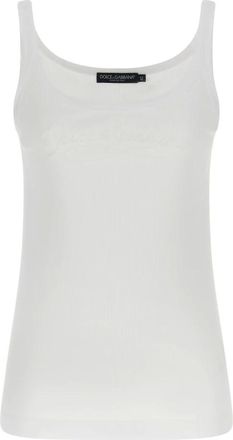 Dolce & Gabbana Femme, Tops, Blanc, Taille: 36 FR D&eacute;bardeur c&ocirc;tel&eacute; en coton stretch