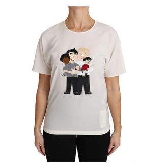 Dolce & Gabbana Wei&szlig;e Seidenstretch dgfamily T-Shirt - - Tops - Damen - Wei&szlig; - L