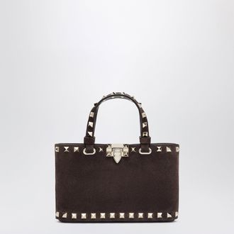Valentino Garavani Mini-Shopper Rockstud braun aus Wildleder