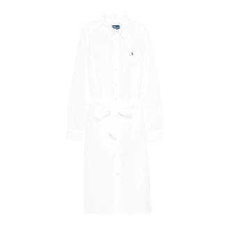 Polo Ralph Lauren Hemdkleid aus Baumwollpopeline mit G&uuml;rtel - - Dresses - Damen - Wei&szlig; - M