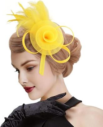 Dreshow Fascinators Chapeau Femmes Plumage Bandeau Fascinator Fleur Maille Dentelle Clip pour Mariage, Cocktail, Tea Party taille unique