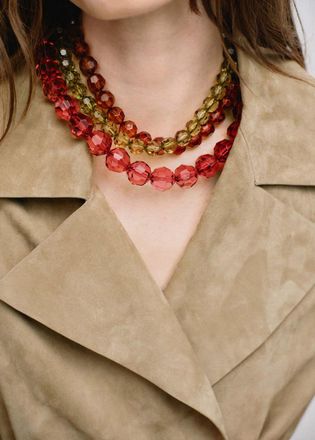 Mango Collier boules combin&eacute; rose pastel - Femme - Taille unique - MANGO