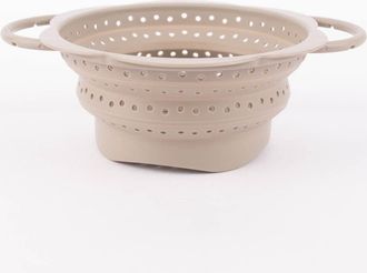 Kochblume Faltsieb S | Premium-Silikon & BPA frei| Hitzebeständig | Spülmaschinenfest | Platzsparend | Farbe: taupe