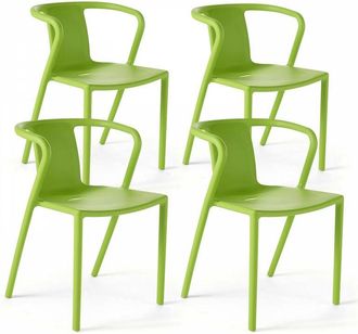 Oviala Lot de 4 chaises plastique vert