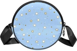 Generic Petit sac &agrave; bandouli&egrave;re rond pour femme, motif lune et &eacute;toiles, avec fermeture &eacute;clair, bretelles r&eacute;glables, style d&eacute;contract&eacute;, pour femmes et filles