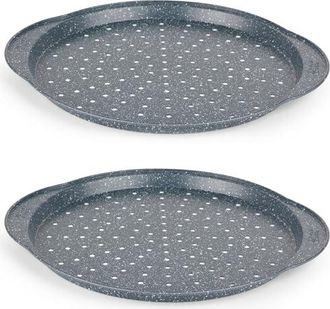 Russell Hobbs PREPACK5447 Pizzablech 2er-Set - rundes perforiertes Antihaft-Backblech, 37 cm, PFOA-frei, Familienmahlzeiten, Knoblauchbrot und mehr, Kohlenstoffstah