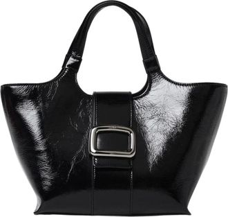 Roger Vivier Femme, Sacs, Noir, Taille: ONE Size Viv Cabas Patent Leather Top Zip