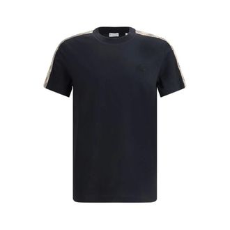 Burberry Homme, Tops, Noir, Taille: M T-shirt en Coton &agrave; Carreaux avec Logo &Eacute;questre