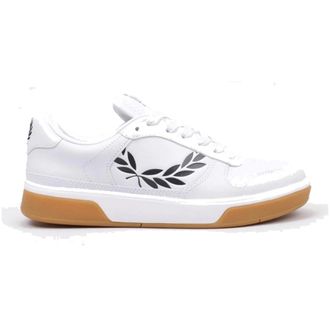 Fred Perry Homme, Chaussures, Blanc, Taille: 44 EU Baskets en cuir texturé avec logo couronne de laurier