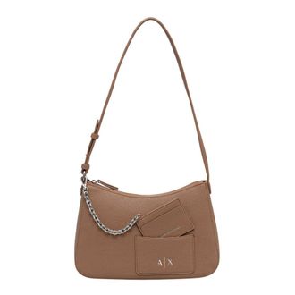 A|X Armani Exchange Sac bandouli&egrave;re &agrave; grain textur&eacute; et cha&icirc;ne - Femme - Sacs - Beige - Taille: ONE Size