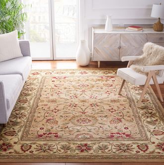 Safavieh Traditionell Teppich f&uuml;r Wohnzimmer, Esszimmer, Schlafzimmer - Lyndhurst Collection, Kurzer Flor, Beige und Elfenbein, 240 x 300 cm