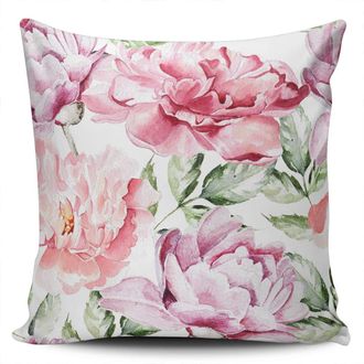 Generic Aquarellblumen Pfingstrosen Kissenhüllen Weich Kissenbezug Dekorative Kissenhülle Für Hotel Büro Schlafzimmer 45X45Cm