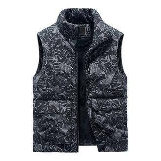 Generic Gilet matelass&eacute; l&eacute;ger doubl&eacute; en polaire pour homme Col montant Veste utilitaire sans manches avec fermeture &eacute;clair, Noir, 6XL