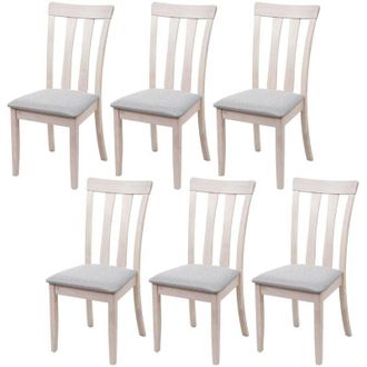Hhg [JAMAIS UTILIS&Eacute;] 6x chaise de salle &agrave; manger HHG-525, tissu, en bois massif, ch&acirc;ssis clair, gris
