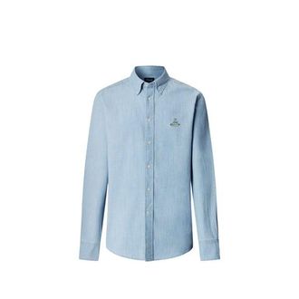 Fa&ccedil;onnable Chemise col am&eacute;ricain en denim de coton