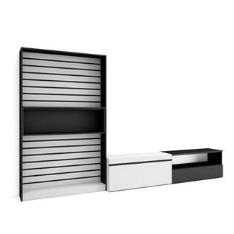 Skraut Home Wohnzimmermöbel für TV | Esstisch-Set | 210 x 186 x 35 cm | für Fernseher bis 80 Zoll | TV-Möbel | moderner Stil | Schwarz und Weiß