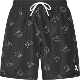 Karl Lagerfeld Homme, Maillots de bain, Noir, Taille: XL Ikon AOP Med Boardshorts