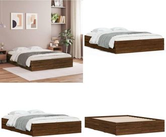 vidaXL Cadre de lit avec tiroirs sans matelas chêne marron 140x200 cm - Cadre De Lit - Lit Double - Tiroir Lit - Lit Design - Meuble Chambre - Home & Living