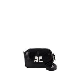 Courr&egrave;ges Schwarze Leder Kamera Crossbody Tasche - - Bags - Damen - Schwarzk - ONE SIZE