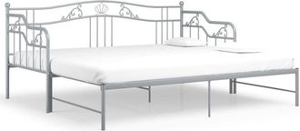 vidaXL Ausziehsofa Bettgestell Grau Metall 90x200 cm Vidaxl