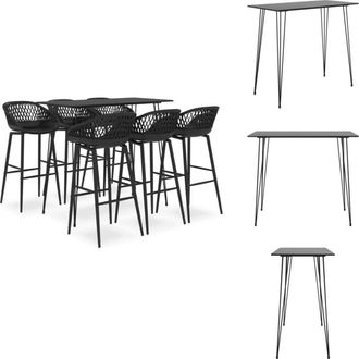 vidaXL 7-tlg. Bar-Set Schwarz - Bar Set - Bartisch - Barhocker - Küchenstuhl - Wohnzimmermöbel