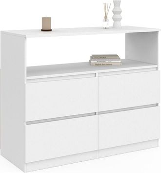 IDMarket Idmarket - Commode 4 tiroirs tomi 100 cm avec niche bois blanc