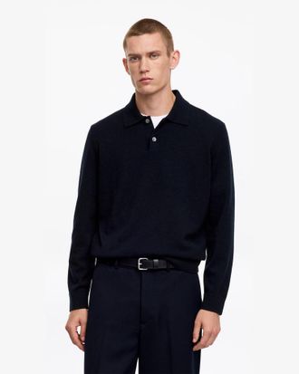 Arket Strick-Poloshirt Aus Reinem Kaschmir -Blau
