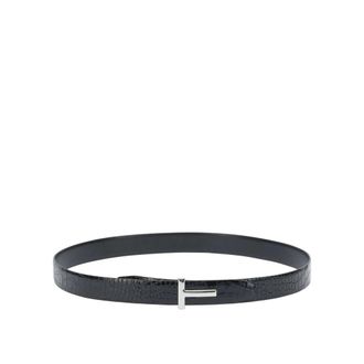Tom Ford Homme, Accessoires, Noir, Taille: 110 CM Ceinture R&eacute;versible en Cuir de Crocodile