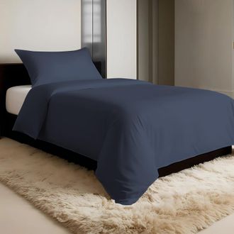 Pizuna 600 Fadenzahl aus Baumwolle Bettw&auml;sche Dunkelblau, 100% Langstaple Baumwolle Bettbezug und Kissenbezug, 100% Baumwolle Mako Satin 2-Teilig Bettw&auml;sches