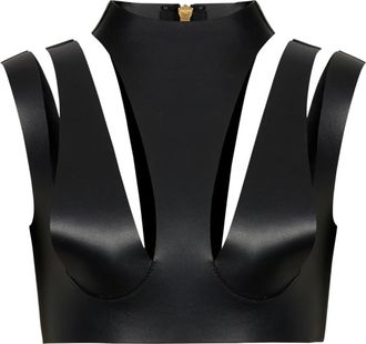 Balmain Femme, Tops, Noir, Taille: 36 FR Haut court en cuir ajour&eacute;