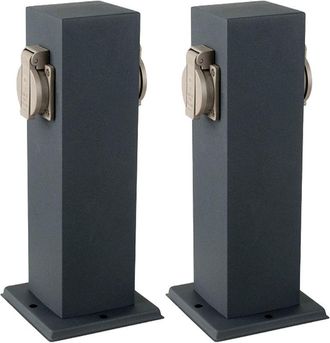 ETC Shop Etc-shop - 2x 2-fach Steck Dosen S&auml;ule Garten Energie Verteiler Terrassen Au&szlig;en Strom Versorger 8820