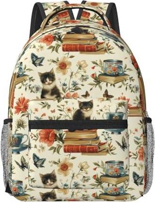 Generic Chatons Charmants De Vintage Cat & Books Cartable Scolaire L&eacute;ger Sacs A Dos Unisexe Sacs D&Eacute;cole Pour Ordinateur Portable Sport D&eacute;placements 29X40Cm