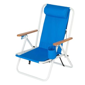 Generic Tragbarer Strandstuhl, zusammenklappbar und neigbar, mit hoher Rückenlehne und Rucksackgurt, Flaschenöffner, Telefon und Getränkehalter. Ein Muss für 