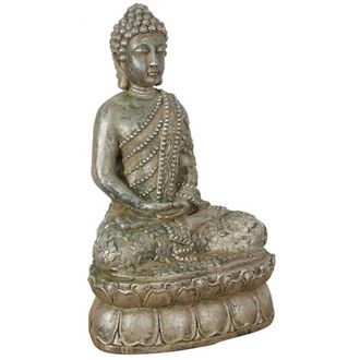 Biscottini International Buddha-Statue L36,5 x B29,5 x H60,5 cm - Buddha-Statue aus bemaltem Harz - Dekoration Buddha-Statue f&uuml;r Innen und Au&szlig;en