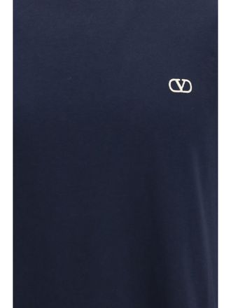 Valentino Mens T-Shirt Vlogo Navy Cotton T-Shirts And Polos