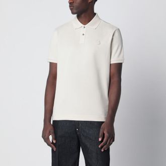 Moncler Milk-white cotton piqu&eacute; polo shirt with logo