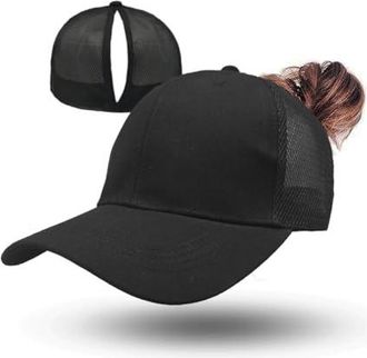 Generic Casquettes magnétiques pour queue de cheval pour un port facile - Casquette de baseball réglable en coton respirant pour femme à poils longs, bleu mar