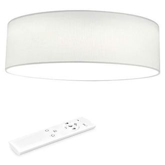 Navaris Plafonnier LED 22W - Rond 40cm Ø Design Tissu Blanc - Plafonnier Lumière LED Variable avec Changement de Température de Couleur et Télécommande