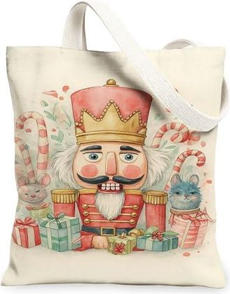 Generic Sacs fourre-tout en toile motif Casse-noisette - L&eacute;gers et lavables - Style vintage - R&eacute;utilisables - Pour courses, voyages, f&ecirc;tes - 33 x 38 cm