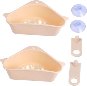 STOBOK 2stücke Spülbeckenkorb Mit Saugnapf Für Spülbecken Aufbewahrungshalter Aus Kunststoff Dreieckiger Abflusskorb Zum Ordnen Von Dingen in Küche Und Bad