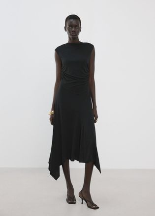 Mango Robe asym&eacute;trique &eacute;vas&eacute;e noir - Femme - XS - MANGO