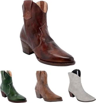 Generic Bottines pour femme avec talon pointu - Bottes d&eacute;quitation pour femme en cuir synth&eacute;tique avec talon bloc vintage Bottes de cowboy Bottes courtes en c