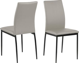 AC Design Furniture Devin Esszimmerstühle 4er Set mit Leder Look, H: 92 x B: 43,5 x T: 53 cm, Taupe/Schwarz, PU/Metall
