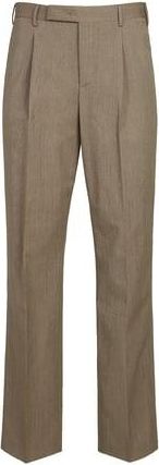 PT01 Pantalon &agrave; plis en coton et laine vierge