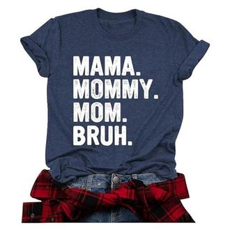 Generic T-shirt d&eacute;t&eacute; &agrave; manches courtes pour femme Mama Mommy Mom Bruh T-shirt ample d&eacute;t&eacute; pour la f&ecirc;te des m&egrave;res Coupe ample Lettre T-shirt tendance graphique 