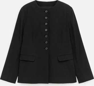 Arket Blazer Aus Leinenmischung -Schwarz