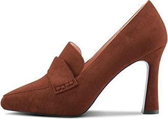 Castamere Femmes Aiguille Haut High Talon Heel Ferm&eacute; Pointu Bout Escarpins Slip-on Bureau Party Clear Cute Chaussures 10 CM Heels Marron 38 EU