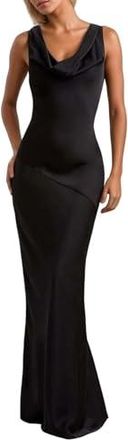 Generic Robe de Soiree Femme Robe Cocktail Robe Moulante Longue en Satin Uni pour Femme Coupe Ajustée Dos Nu Et Sirènerobe de Soirée Robe de Bal