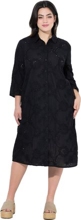 Angel Of Style Damen gro&szlig;e Gr&ouml;&szlig;en &Uuml;bergr&ouml;&szlig;en Plus Size Hemdblusenkleid, A-Linie, Lochstickerei schwarz 58 838533100-58